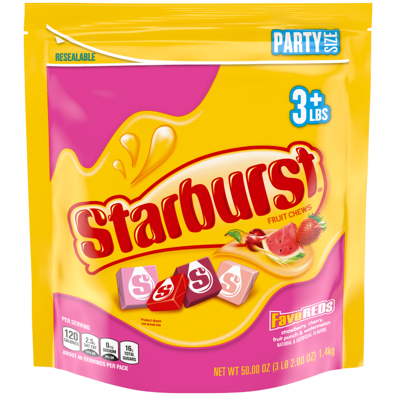 STARBURST Fave Reds Fruit Chews Candy, Party Size, 50 oz | Starburst